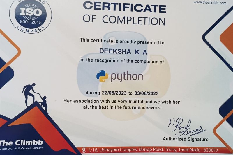 #python #certification #coding #skilldevelopment #programming | Deeksha K A #python #certification #coding #skilldevelopment #programming | Deeksha K A