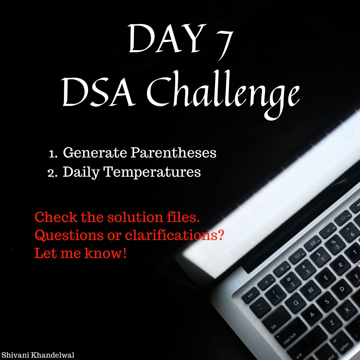 Shivani Khandelwal on LinkedIn: #dsa #day7 #75daysofcoding # ... Shivani Khandelwal on LinkedIn: #dsa #day7 #75daysofcoding # ...