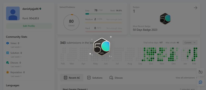 Danish Mustafa on LinkedIn: 50 consistent Days Of Leetcode Danish Mustafa on LinkedIn: 50 consistent Days Of Leetcode
