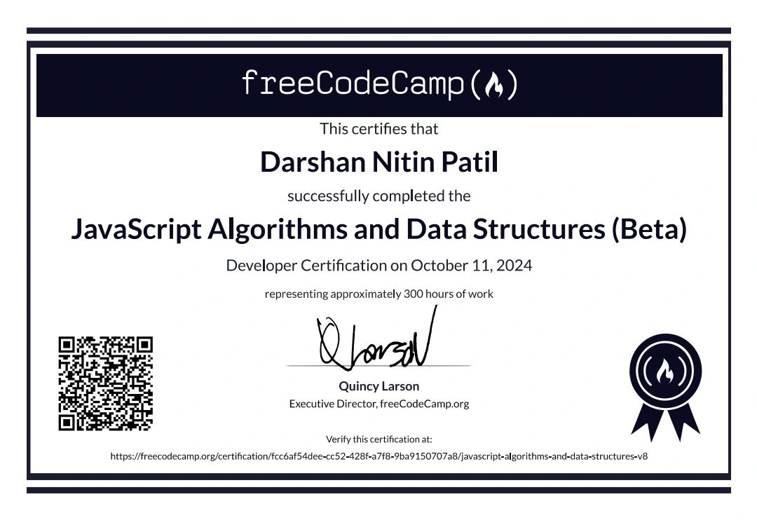 Darshan Patil on LinkedIn: Successfully completed the JavaScript ... Darshan Patil on LinkedIn: Successfully completed the JavaScript ...
