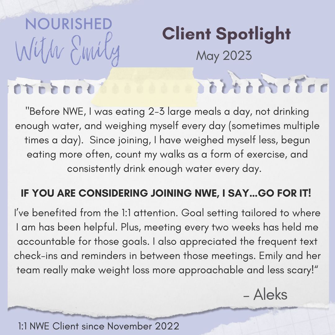 Emily Gozy, MS RDN CDN on LinkedIn: CLIENT SPOTLIGHT: Aleks! Aleks has ... Emily Gozy, MS RDN CDN on LinkedIn: CLIENT SPOTLIGHT: Aleks! Aleks has ...