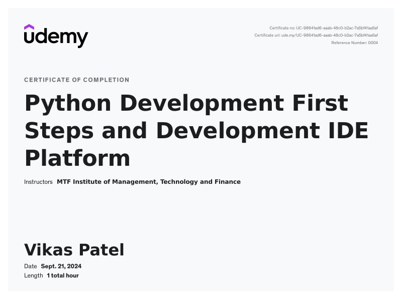 Vikas Patel on LinkedIn: #python #udemy #continuouslearning # ... Vikas Patel on LinkedIn: #python #udemy #continuouslearning # ...