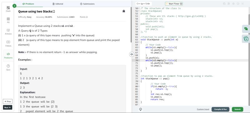 #dsa #queues #geeksforgeeks #problemsolving #codingjourney | Yash Sagar #dsa #queues #geeksforgeeks #problemsolving #codingjourney | Yash Sagar