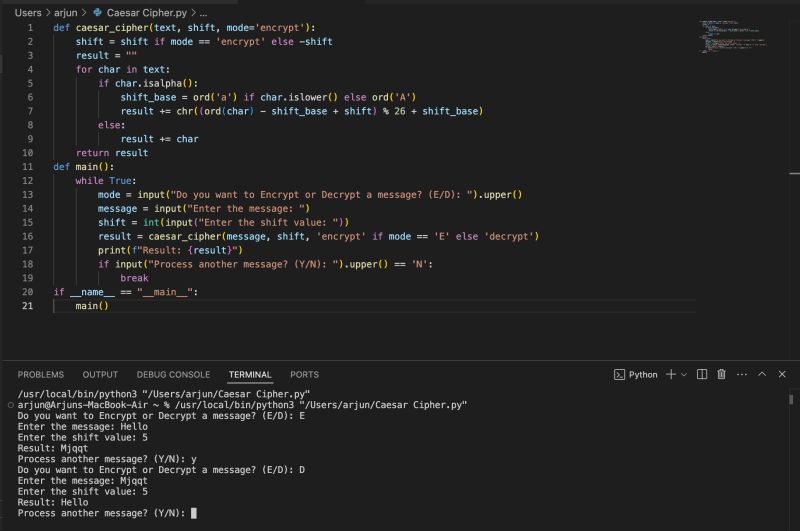 Arjun Trivedi on LinkedIn: #internship #python #caesarcipher # ... Arjun Trivedi on LinkedIn: #internship #python #caesarcipher # ...