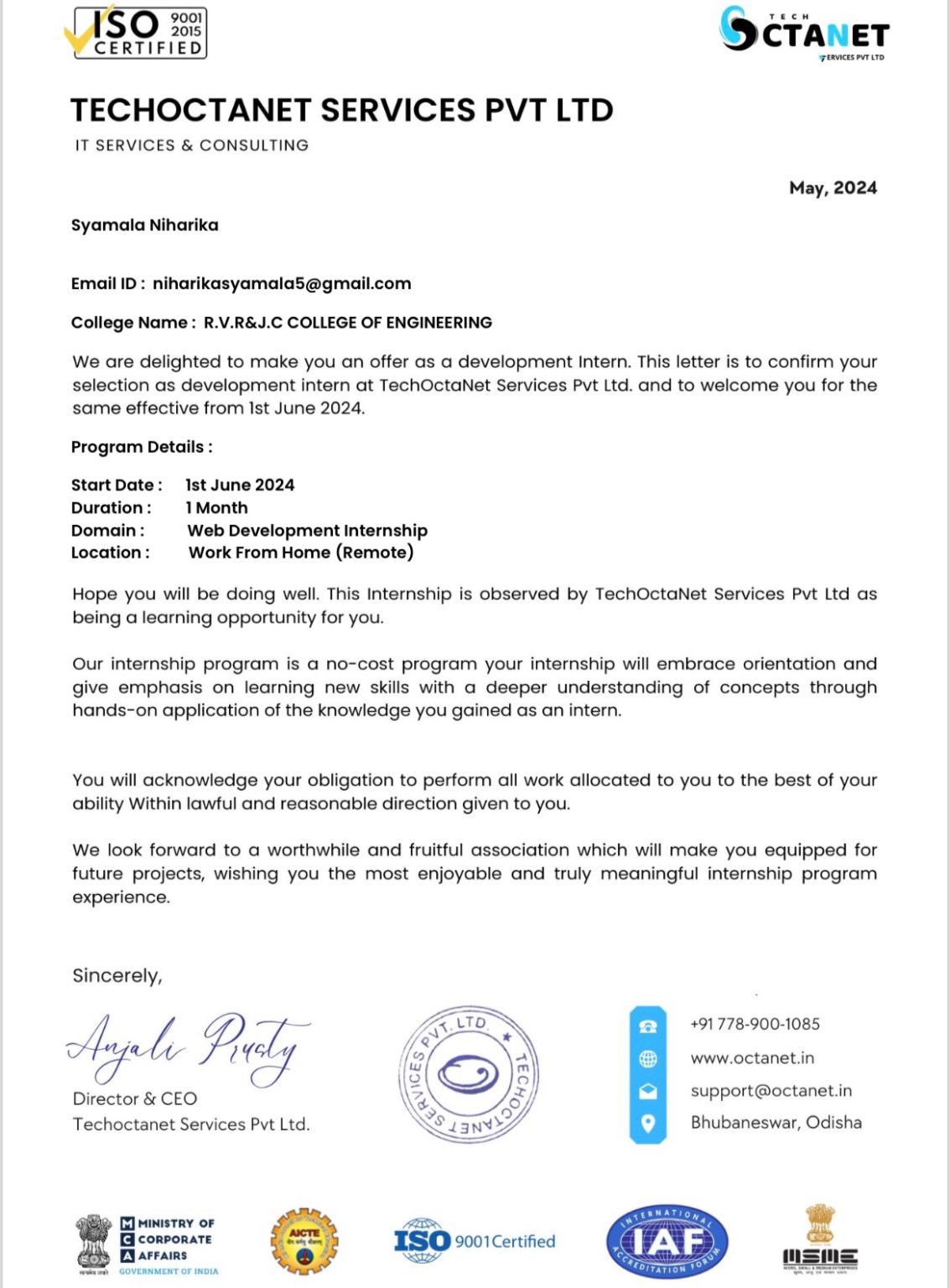 Niharika Syamala on LinkedIn: #internship Niharika Syamala on LinkedIn: #internship