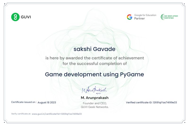 sakshi gavade on LinkedIn: #pygame #guvi #gamedevelopment #python #pygame sakshi gavade on LinkedIn: #pygame #guvi #gamedevelopment #python #pygame