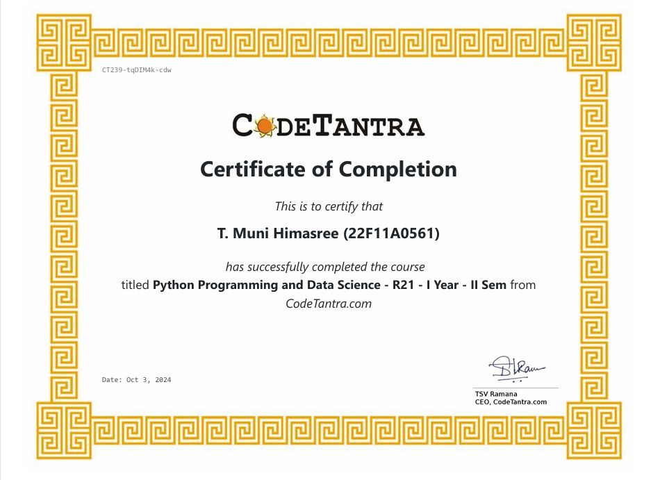 Himasree T. on LinkedIn: #python #coding #codetantra #learningnewskills Himasree T. on LinkedIn: #python #coding #codetantra #learningnewskills