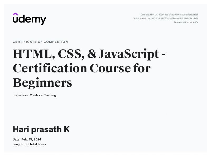 #html #css #javascript #webdevelopment #udemy | Hari prasath K #html #css #javascript #webdevelopment #udemy | Hari prasath K