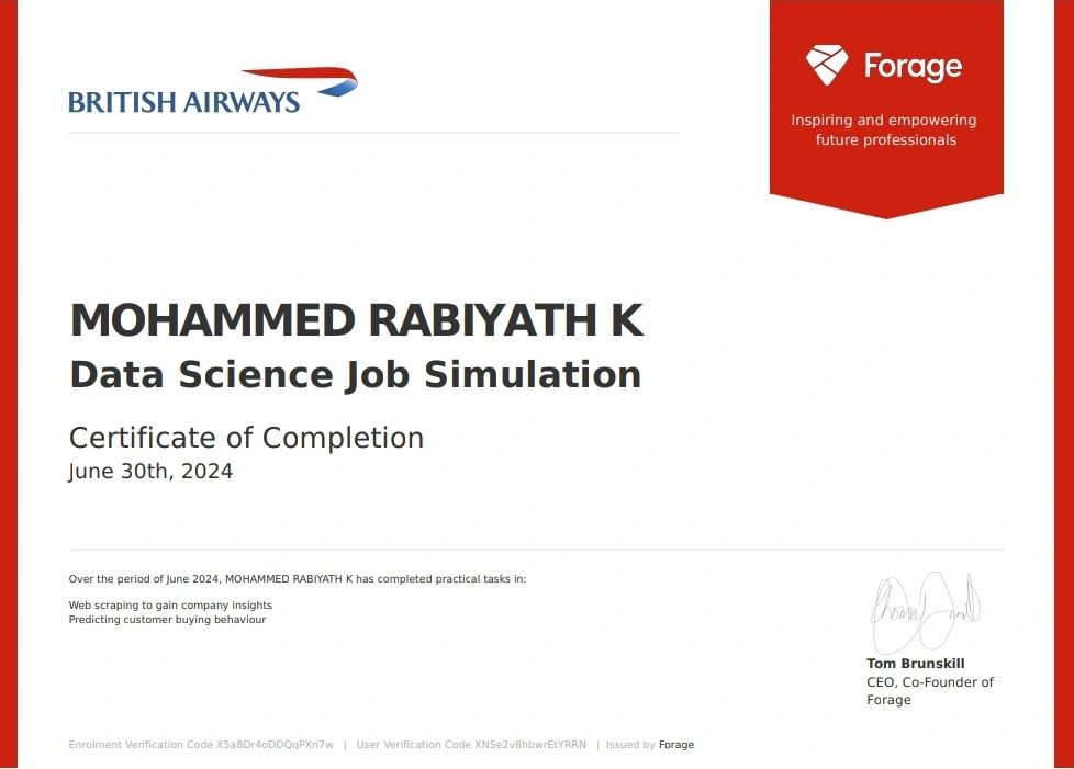 British Airways Data Science Job Simulation on Forage - June 2024 ... British Airways Data Science Job Simulation on Forage - June 2024 ...