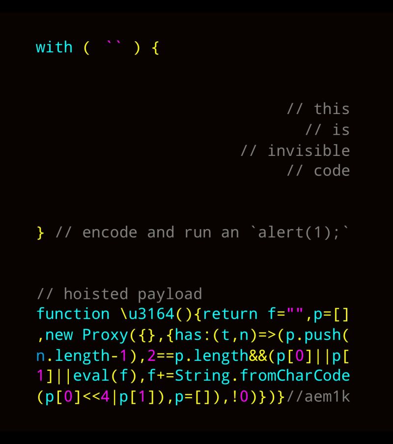 INVISIBLE.js – JavaScript payload to write hidden code! →… | Martin Kleppe INVISIBLE.js – JavaScript payload to write hidden code! →… | Martin Kleppe