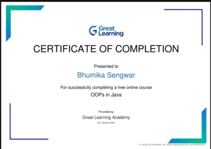 Bhumika Sengwar on LinkedIn: Java certificate Bhumika Sengwar on LinkedIn: Java certificate