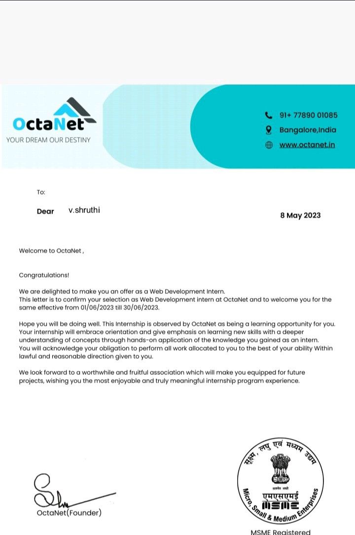Shruthi V on LinkedIn: #intern #ocatanet Shruthi V on LinkedIn: #intern #ocatanet