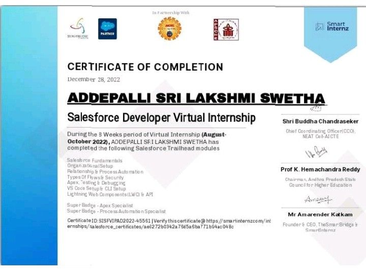 Swetha Addepalli on LinkedIn: I successfully completed my salesforce ... Swetha Addepalli on LinkedIn: I successfully completed my salesforce ...