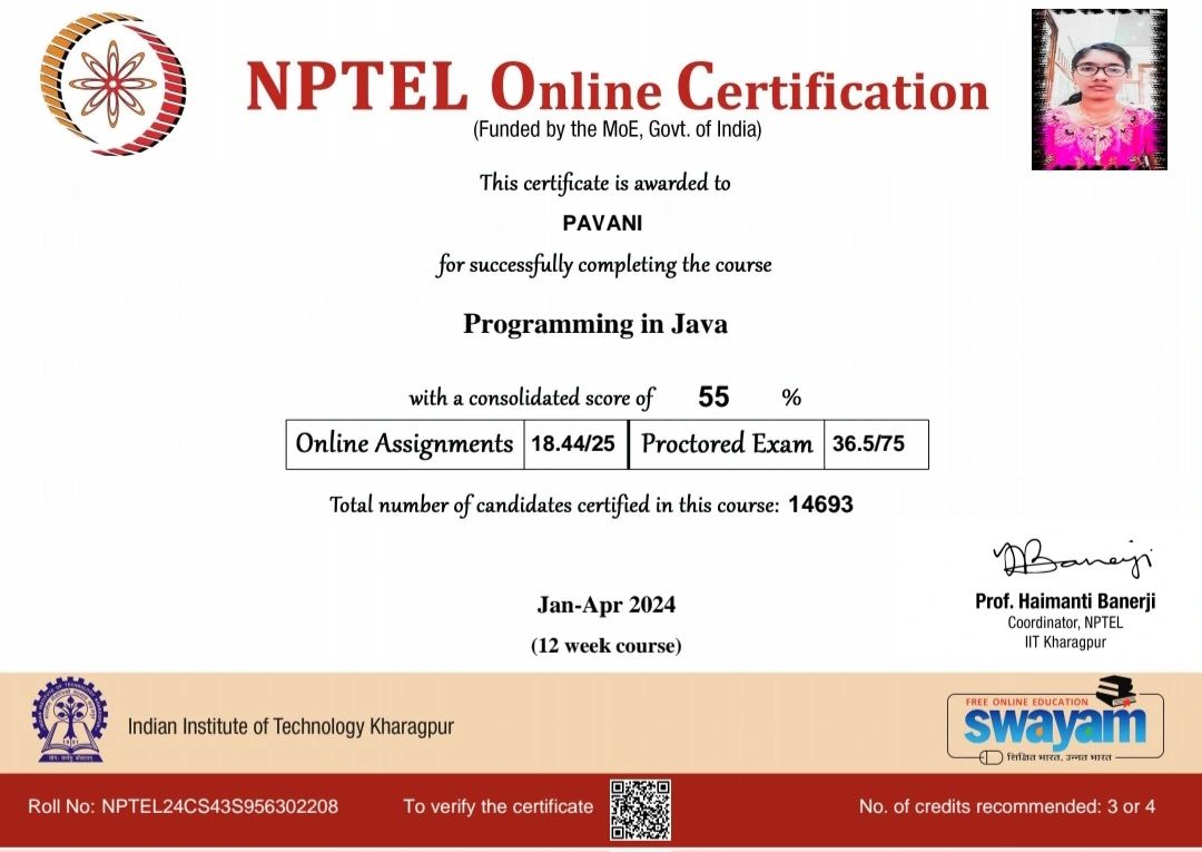 Pavani Rajulapati on LinkedIn: #nptel Pavani Rajulapati on LinkedIn: #nptel