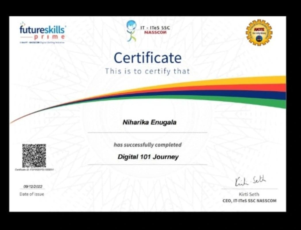 niharika enugala on LinkedIn: #nasscom #futureskillsprime niharika enugala on LinkedIn: #nasscom #futureskillsprime