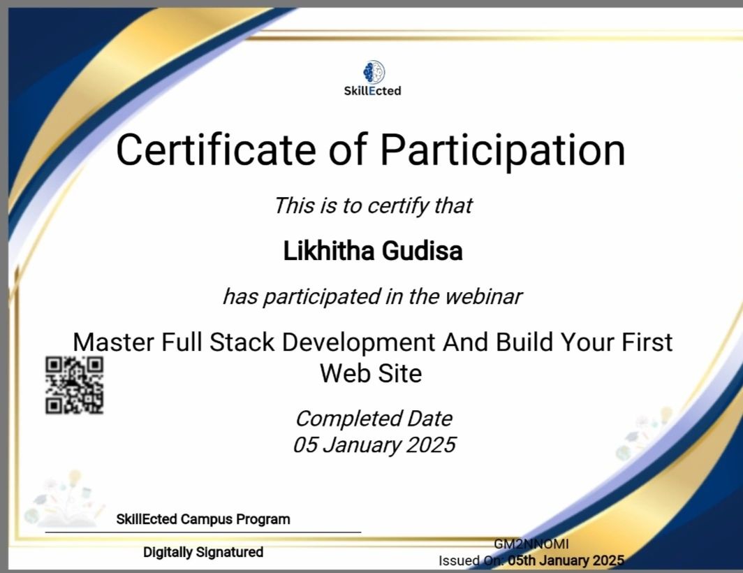 Likhitha Gudisa on LinkedIn: #fullstack #webdevelopment Likhitha Gudisa on LinkedIn: #fullstack #webdevelopment