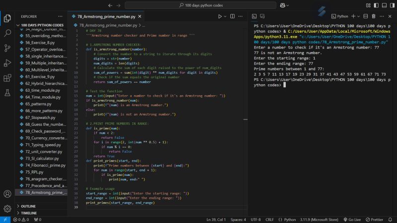 #100daysofpython #python #codingchallenge #armstrongnumbers # ... #100daysofpython #python #codingchallenge #armstrongnumbers # ...