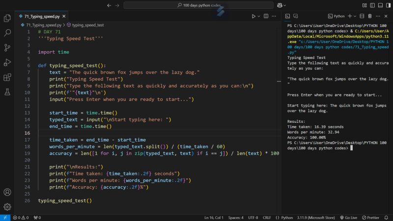 Akhil .. on LinkedIn: #100daysofpython #pythonprojects #typingspeedtest ... Akhil .. on LinkedIn: #100daysofpython #pythonprojects #typingspeedtest ...