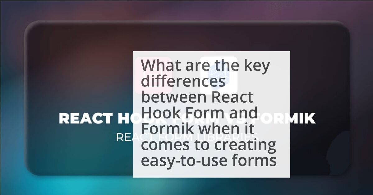 React Jobs on LinkedIn: React Hook Form vs Formik React Jobs on LinkedIn: React Hook Form vs Formik