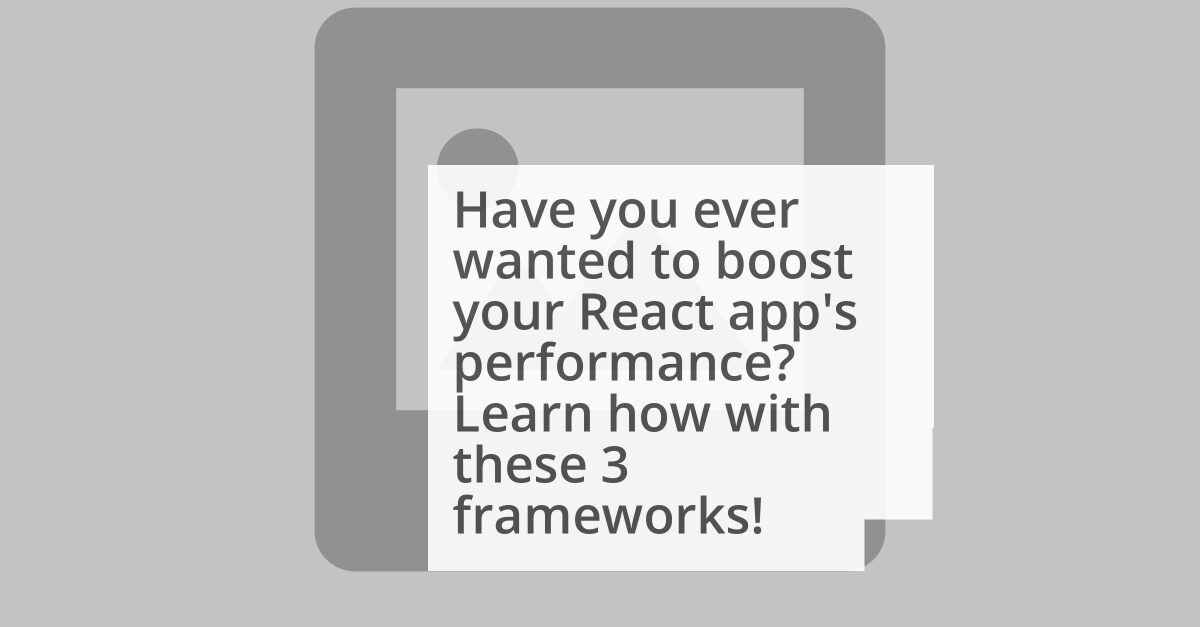 React Jobs on LinkedIn: Supercharge Your React App With These 3 Frameworks React Jobs on LinkedIn: Supercharge Your React App With These 3 Frameworks