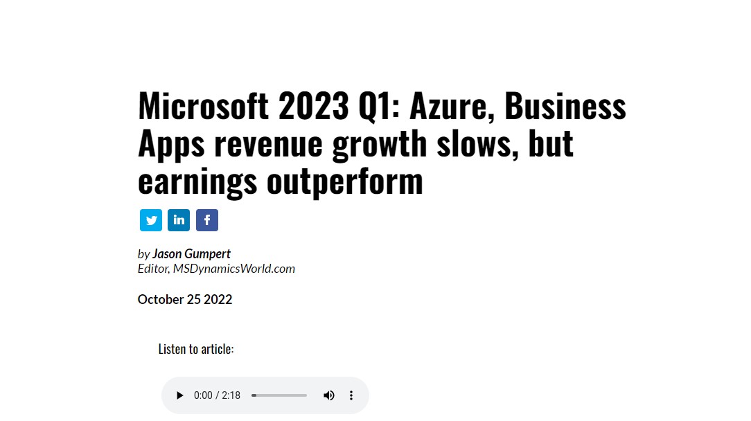 MSDynamicsWorld.com (MSDW) on LinkedIn: Microsoft 2023 Q1: Azure ... MSDynamicsWorld.com (MSDW) on LinkedIn: Microsoft 2023 Q1: Azure ...
