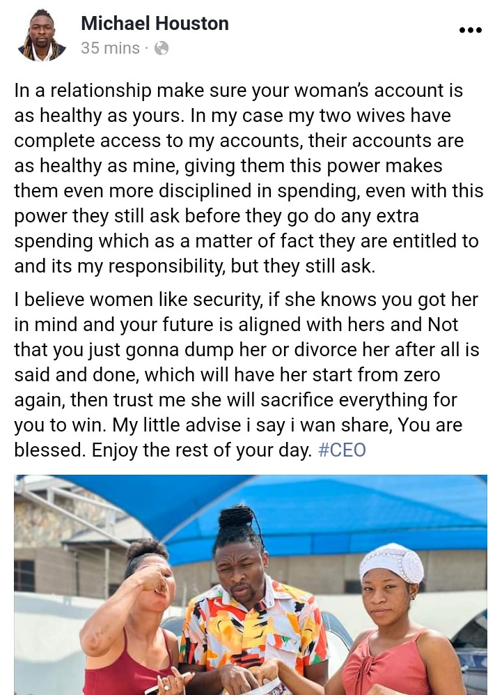 Joshua Ebhoghemhenrio on LinkedIn: My two wives have complete access to ... Joshua Ebhoghemhenrio on LinkedIn: My two wives have complete access to ...