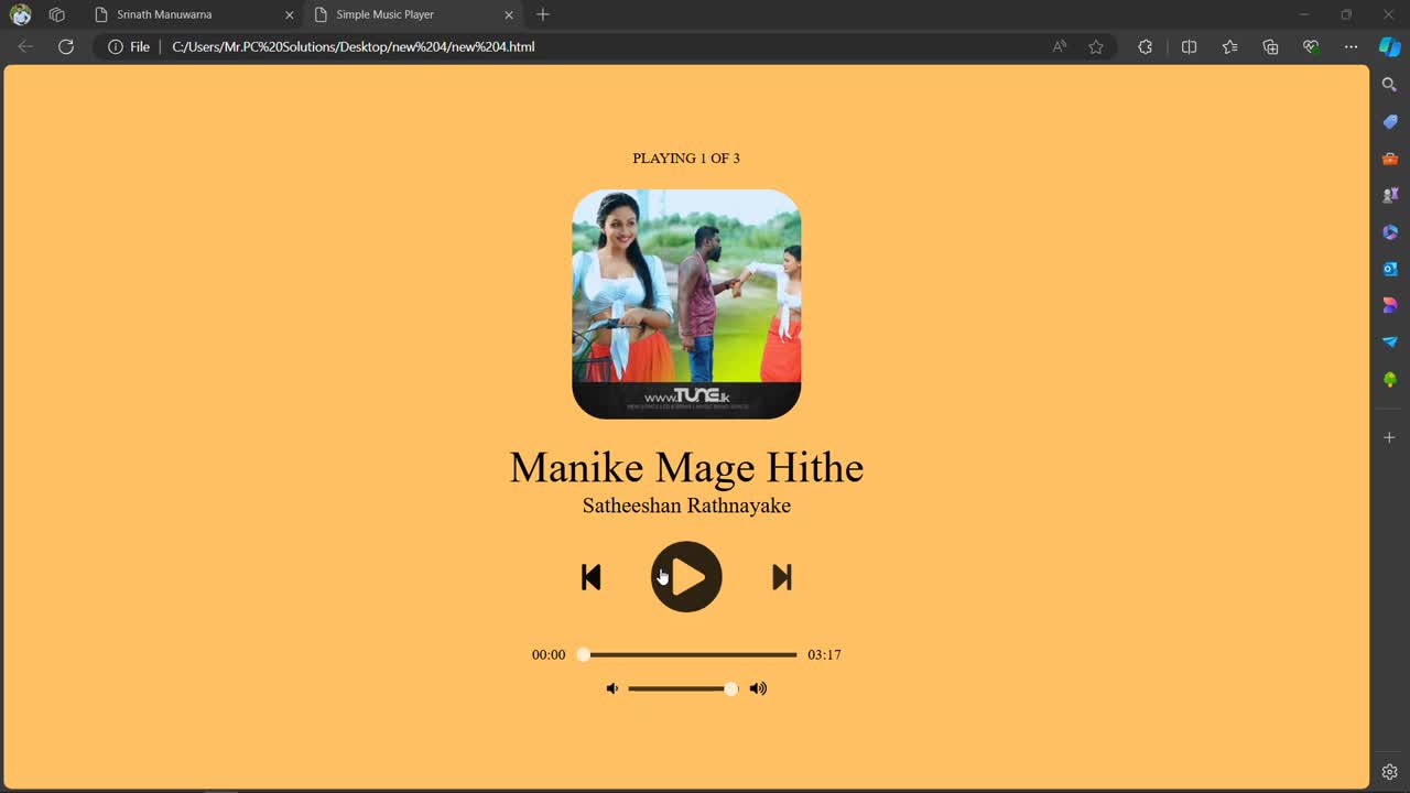 Custom music player with HTML, CSS, and JavaScript | Srinath Manuwarna ... Custom music player with HTML, CSS, and JavaScript | Srinath Manuwarna ...