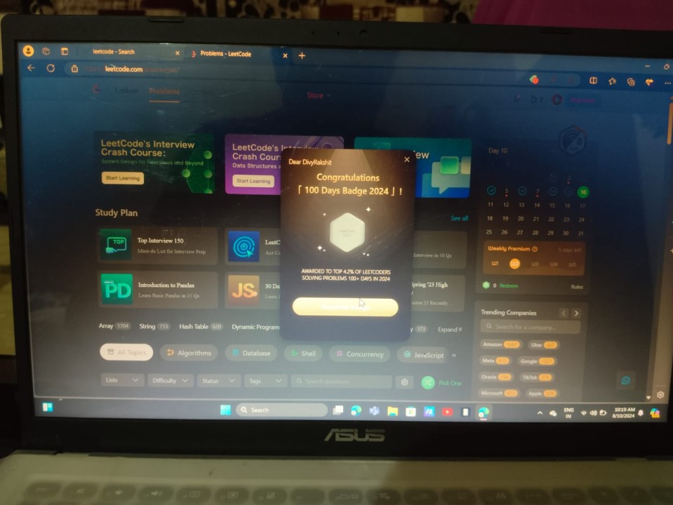 I hit a new milestone on LeetCode! | Divy Rakshit posted on the topic ... I hit a new milestone on LeetCode! | Divy Rakshit posted on the topic ...