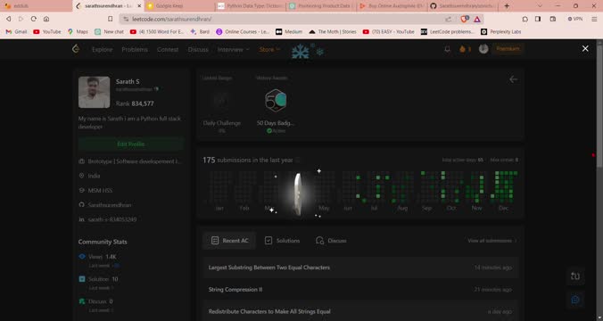 Sarath S on LinkedIn: #leetcode #codingmilestone #programming # ... Sarath S on LinkedIn: #leetcode #codingmilestone #programming # ...