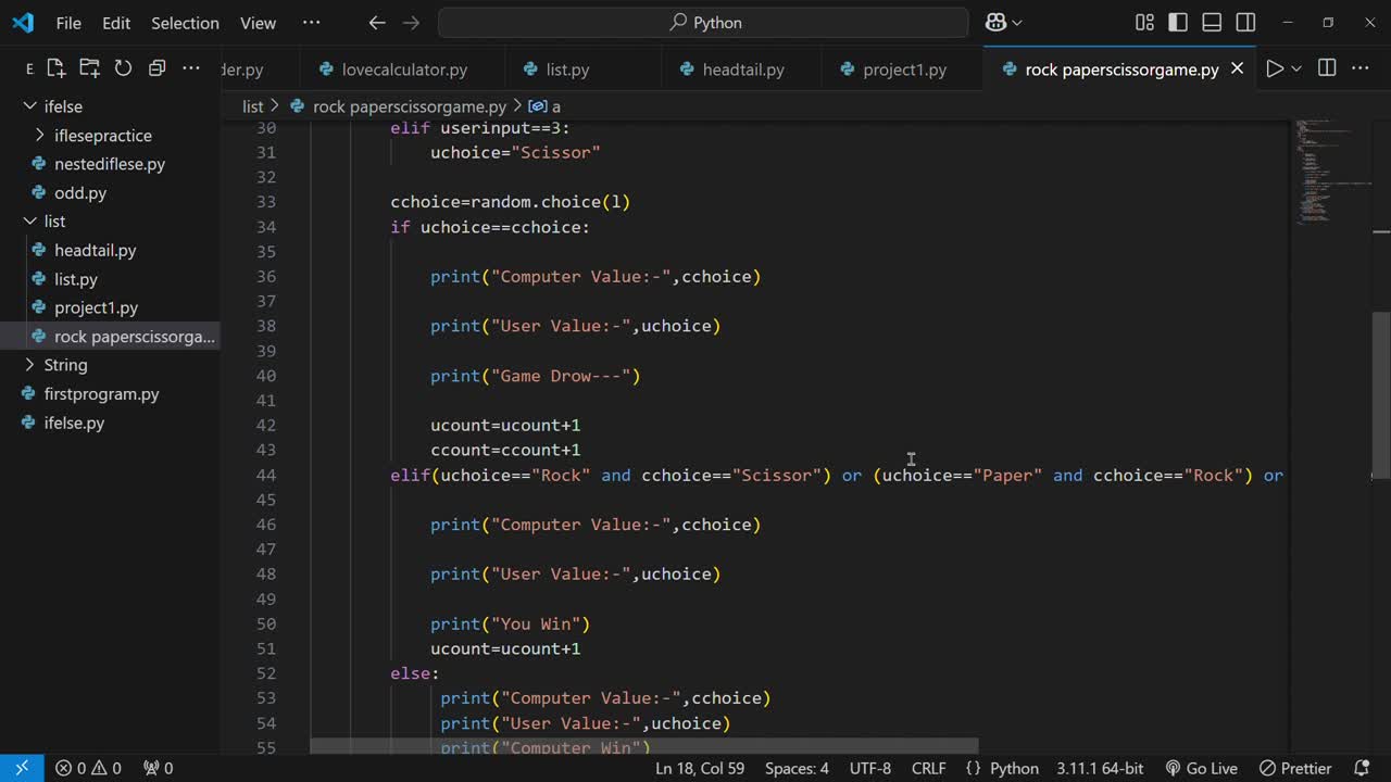 Aman Kumar on LinkedIn: #python #coding #rockpaperscissors # ... Aman Kumar on LinkedIn: #python #coding #rockpaperscissors # ...
