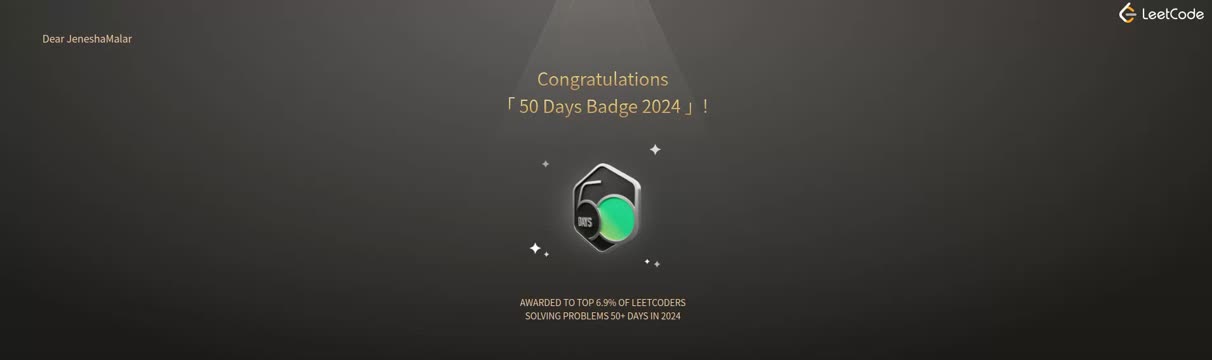 Jenesha Malar on LinkedIn: #leetcode #milestone #codingjourney # ... Jenesha Malar on LinkedIn: #leetcode #milestone #codingjourney # ...