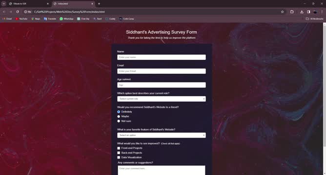 Siddhant Jain on LinkedIn: Created a Survey Form using HTML AND CSS Siddhant Jain on LinkedIn: Created a Survey Form using HTML AND CSS