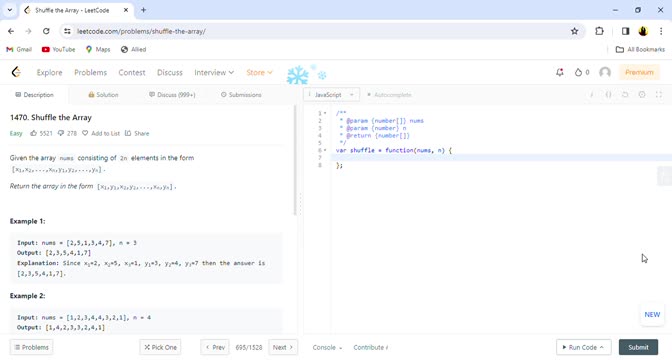 Benazir I on LinkedIn: Leetcode problem 1470. Shuffle the Array Benazir I on LinkedIn: Leetcode problem 1470. Shuffle the Array