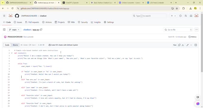 omprakash k on LinkedIn: #python #chatbot #learning #ai #webdevelopment ... omprakash k on LinkedIn: #python #chatbot #learning #ai #webdevelopment ...