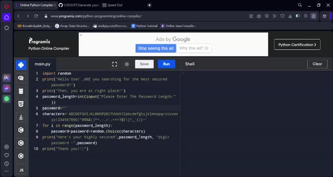 Palakurthi Varsha Sri on LinkedIn: #pythonprogramming #passwordgenerator Palakurthi Varsha Sri on LinkedIn: #pythonprogramming #passwordgenerator
