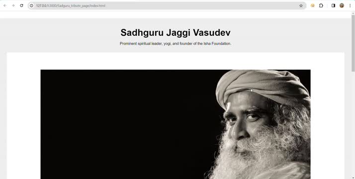 Sadhguru tribute webpage with HTML and CSS | Ganesh Asil posted on the ... Sadhguru tribute webpage with HTML and CSS | Ganesh Asil posted on the ...