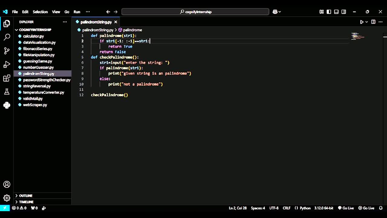 Pranali Thakare on LinkedIn: #python #palindrome #internship #cognifyz ... Pranali Thakare on LinkedIn: #python #palindrome #internship #cognifyz ...