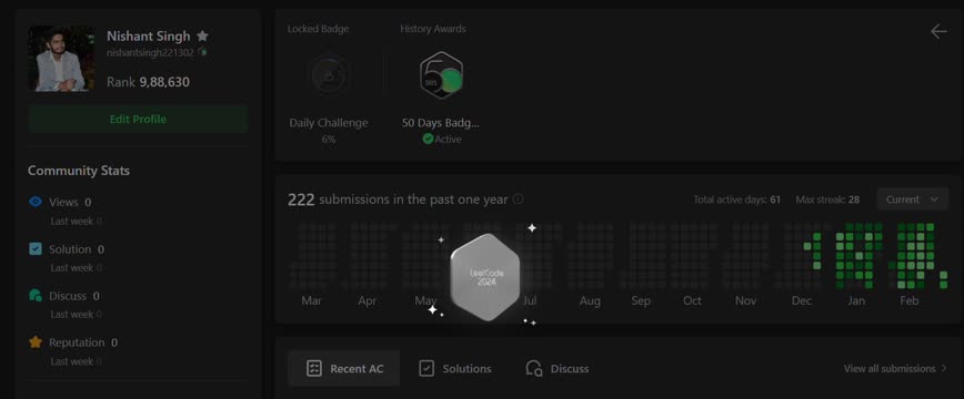 #leetcode #codingjourney #50daysofcode | Nishant Singh #leetcode #codingjourney #50daysofcode | Nishant Singh