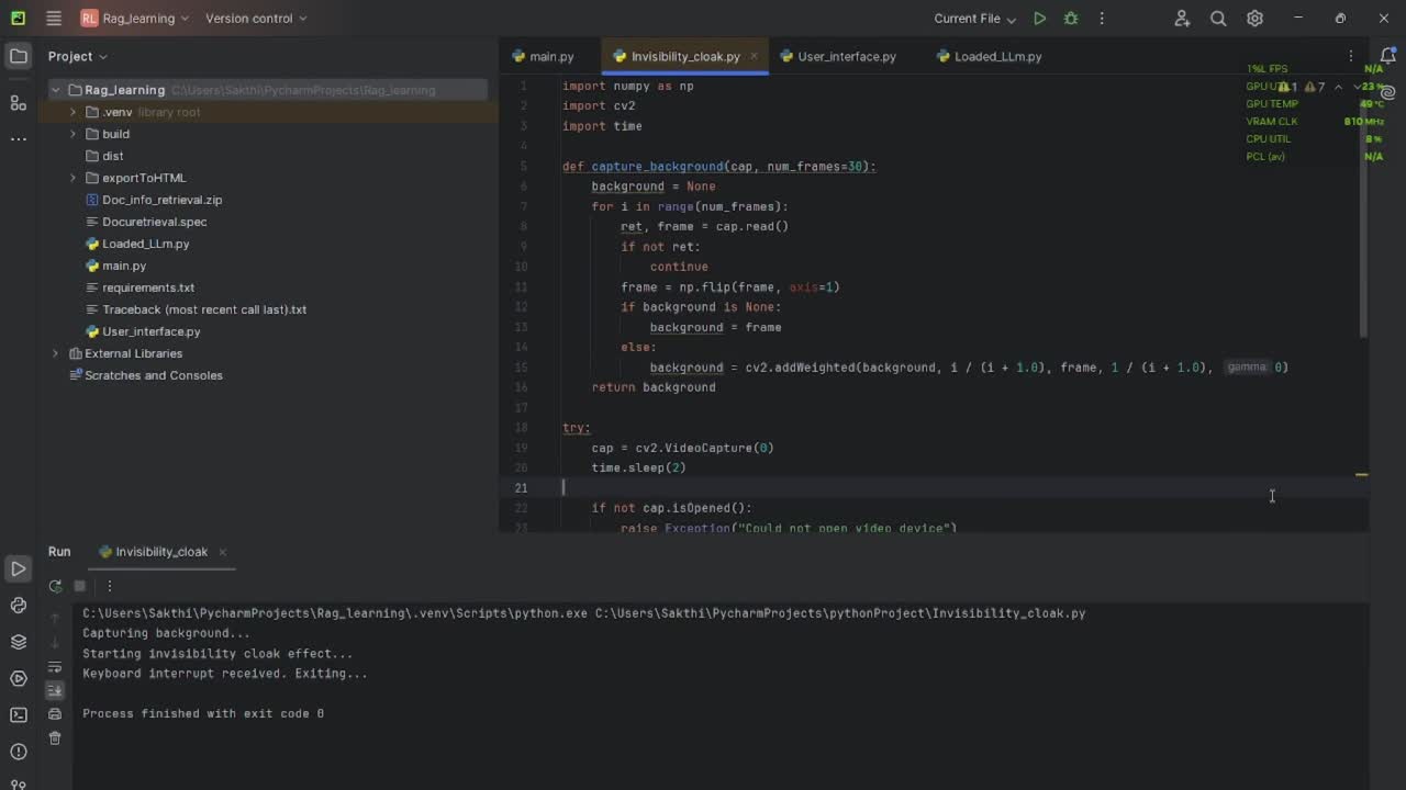 S.G. Sakthivel on LinkedIn: #opencv #python #invisibilitycloak #harrypotter S.G. Sakthivel on LinkedIn: #opencv #python #invisibilitycloak #harrypotter
