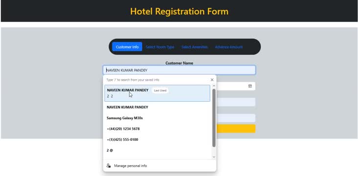 Naveen Pandey on LinkedIn: Hotel Registration Form | Using JavaScript Naveen Pandey on LinkedIn: Hotel Registration Form | Using JavaScript