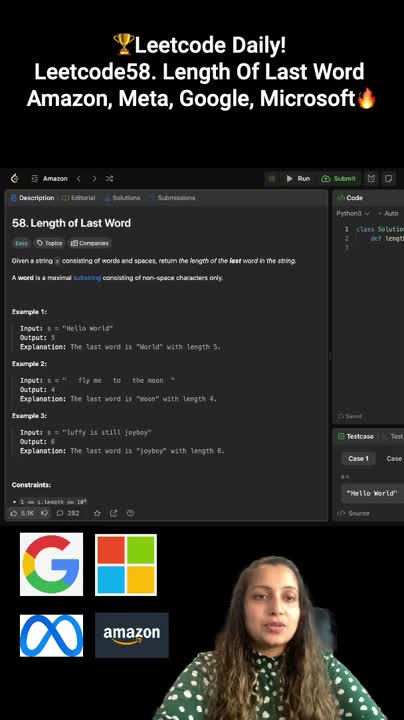 Snigdha Kakkar on LinkedIn: 🏆Leetcode Daily!Leetcode58 Length Of Last ... Snigdha Kakkar on LinkedIn: 🏆Leetcode Daily!Leetcode58 Length Of Last ...