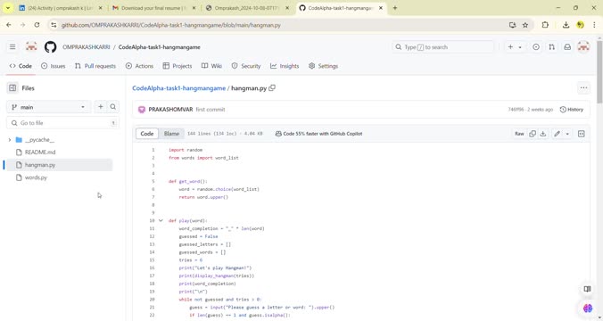 omprakash k on LinkedIn: #python #hangman #learning #ai #webdevelopment ... omprakash k on LinkedIn: #python #hangman #learning #ai #webdevelopment ...