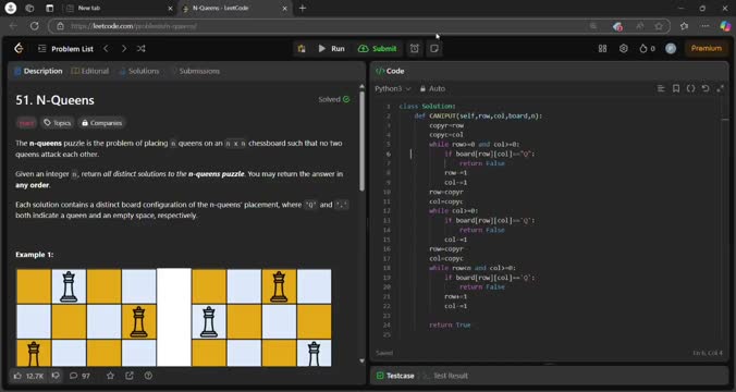 Praveen M V on LinkedIn: #nqueens #day22 #codingjourney #problemsolving ... Praveen M V on LinkedIn: #nqueens #day22 #codingjourney #problemsolving ...