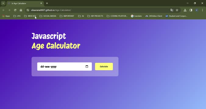 Vikas rana 🇮🇳 on LinkedIn: #javascript #agecalculator #webdev #coding # ... Vikas rana 🇮🇳 on LinkedIn: #javascript #agecalculator #webdev #coding # ...