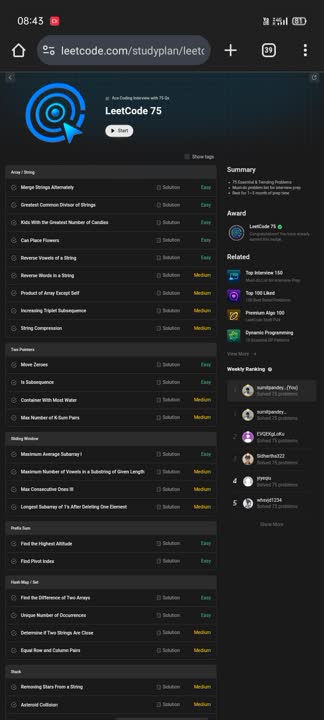 Sumit Pandey on LinkedIn: #rank1 #leetcode #coders #leetcode75 Sumit Pandey on LinkedIn: #rank1 #leetcode #coders #leetcode75