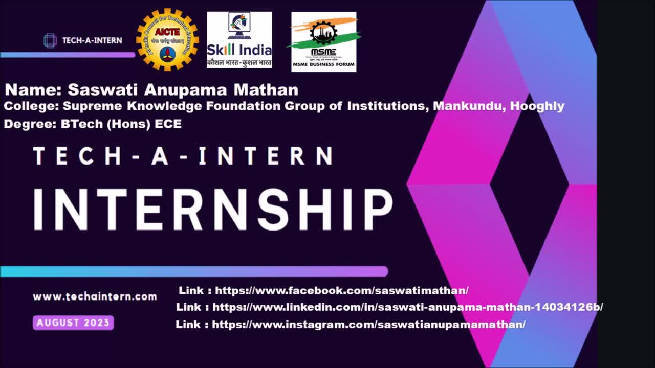 SASWATI ANUPAMA MATHAN on LinkedIn: #techaintern #tech #internship # ... SASWATI ANUPAMA MATHAN on LinkedIn: #techaintern #tech #internship # ...