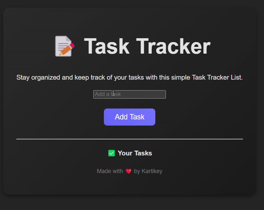 #reactjs #tasktracker #webdevelopment | Kartikey Singh #reactjs #tasktracker #webdevelopment | Kartikey Singh