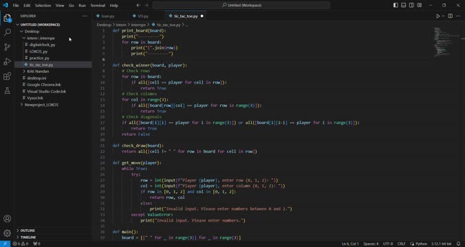 Kriti Nandan on LinkedIn: #internship #python #programming #tictactoe # ... Kriti Nandan on LinkedIn: #internship #python #programming #tictactoe # ...