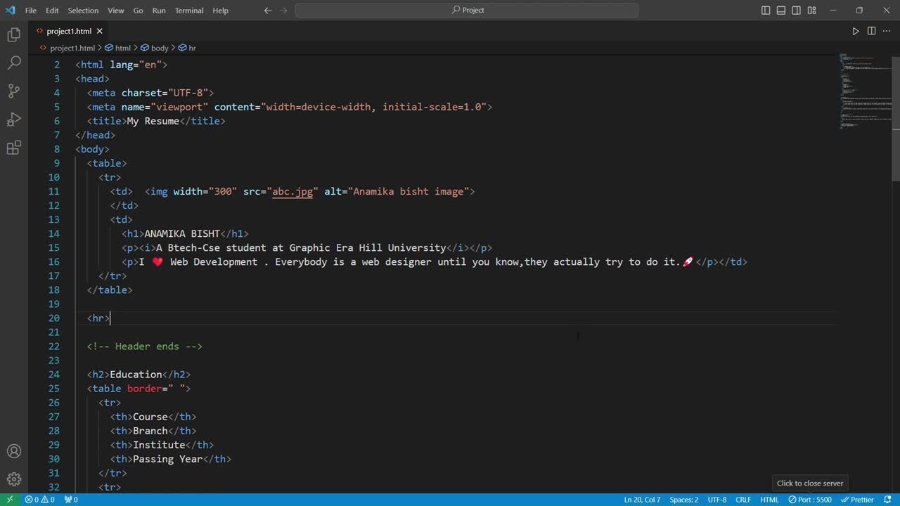 Anamika Bisht on LinkedIn: #html #webdevelopment #firstproject Anamika Bisht on LinkedIn: #html #webdevelopment #firstproject