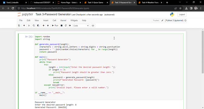 Shaunak Pande on LinkedIn: #passwordgenerator #codsoftinternship # ... Shaunak Pande on LinkedIn: #passwordgenerator #codsoftinternship # ...